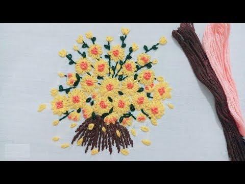 Hand Embroidery - Yellow Daisy / Hướng dẫn thêu hoa cúc vàng - Thêu tay hiện đại