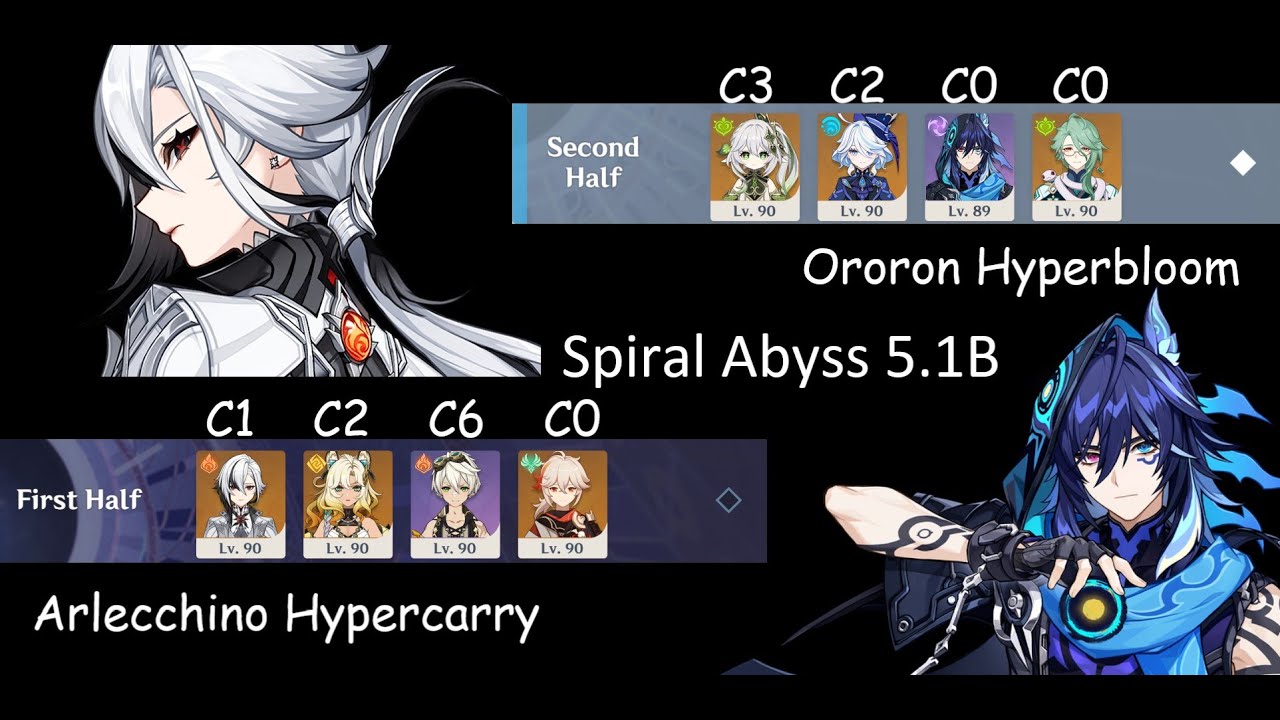 Spiral Abyss 5.1/5.2 Arlecchino Hypercarry / Ororon Hyperbloom - YouTube