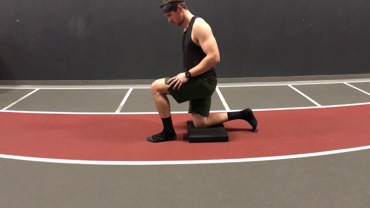 Half kneeling calf stretch - YouTube