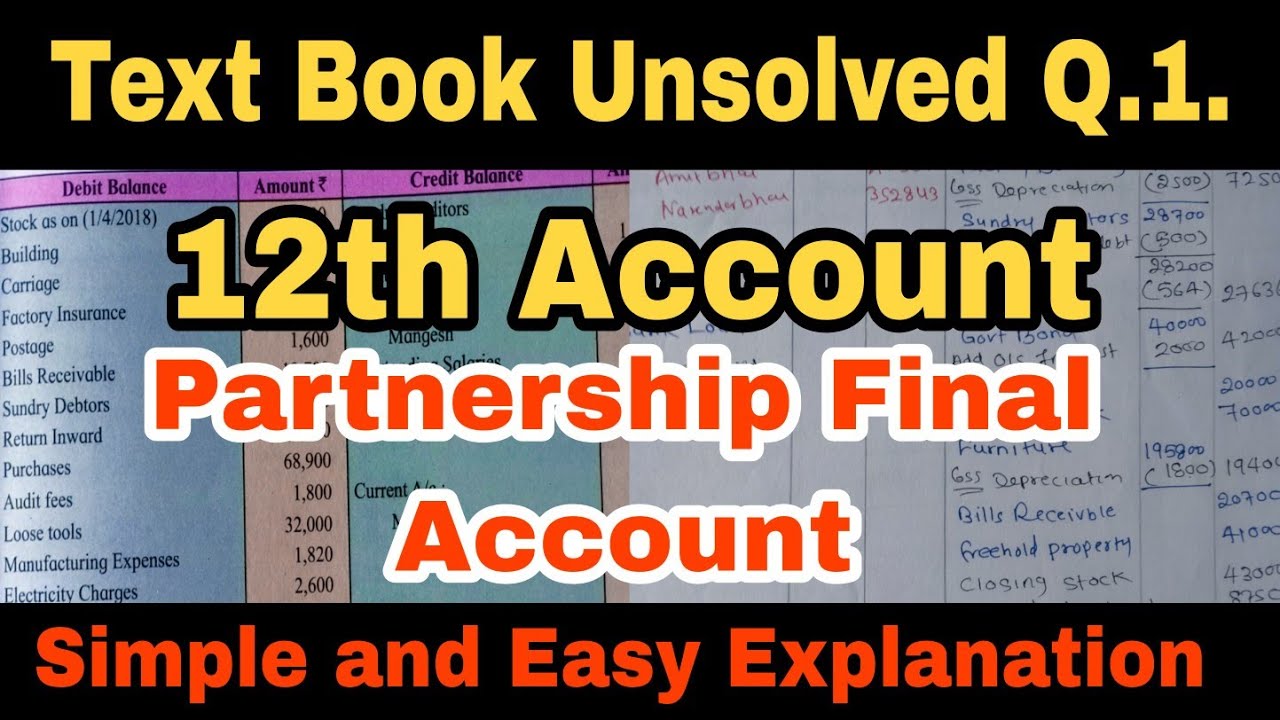 12th BK Partnership Final Account || Text Book Unsolved Q.1. Salution ...