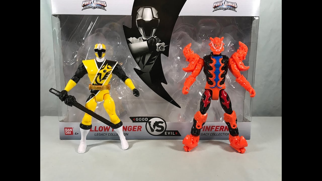 Power Rangers Ninja Steel Good Vs Evil Yellow Ranger & Spinferno Review ...