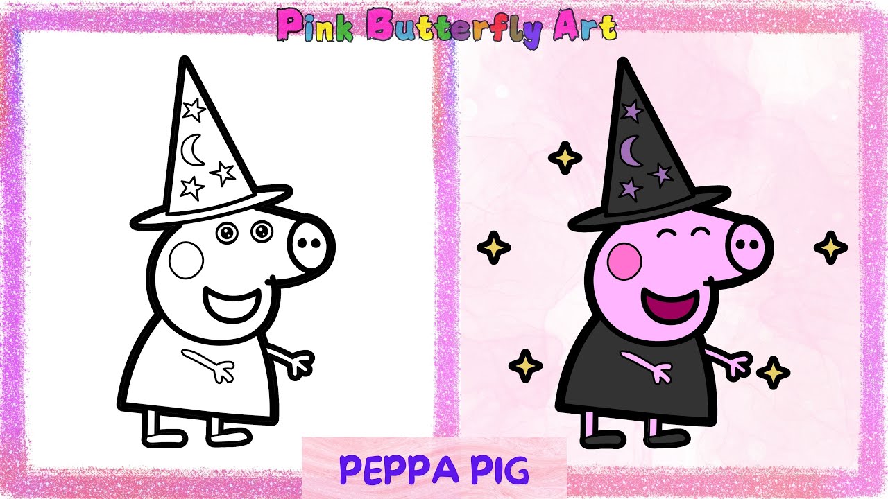 How to Draw Peppa Pig as a Magical Witch | Drawing Animations for Kids ...