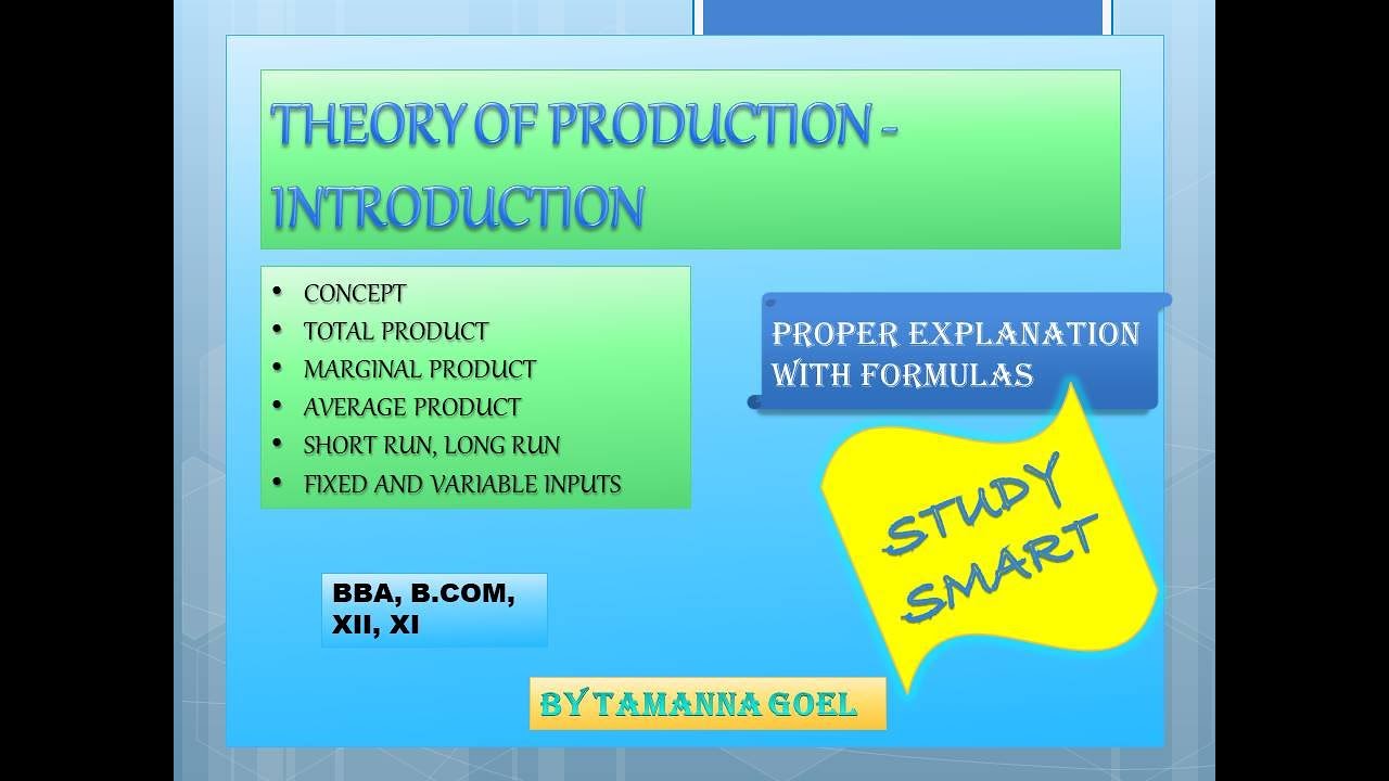 Theory of Production ( Introduction) || Lecture 1 - YouTube