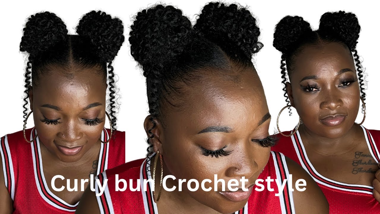 How to: do Curly bun Crochet style tutorial | springy water wave hair ...