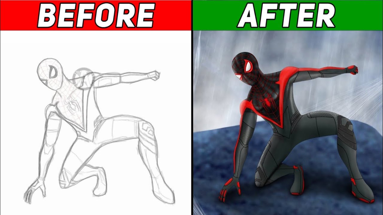 Spider-Man Drawing - Miles Morales | Ax24 Drawings - YouTube