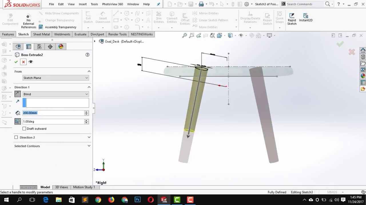 Solidworks Tutorial : how to make table oval caffe - YouTube