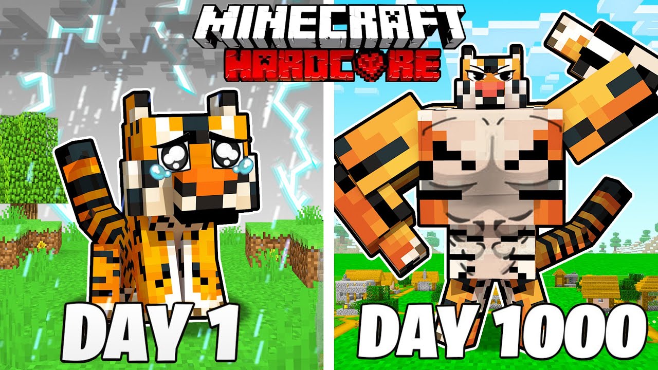 I Spent 1000 Days as a TIGER in HARDCORE Minecraft! (Full Story) - YouTube