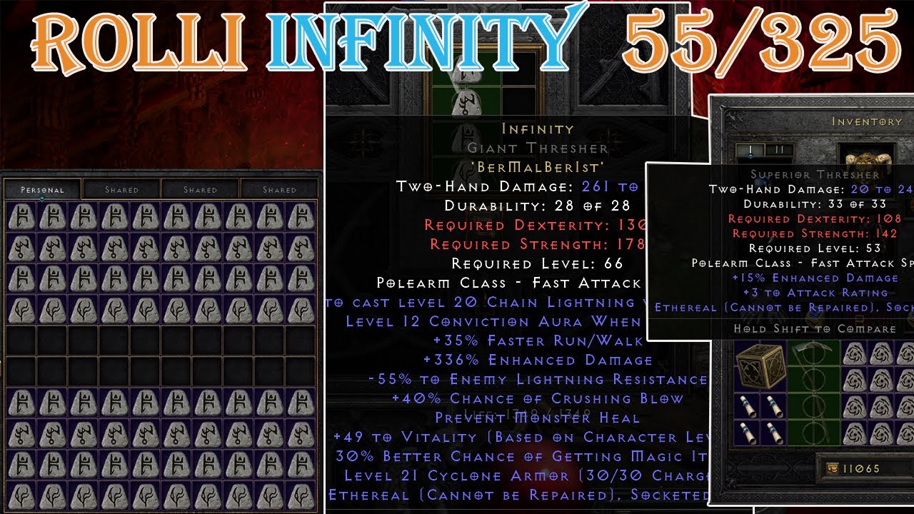 Diablo II Resurrected - Rolling Infinity Runeword Perfect(55EL/375ED ...