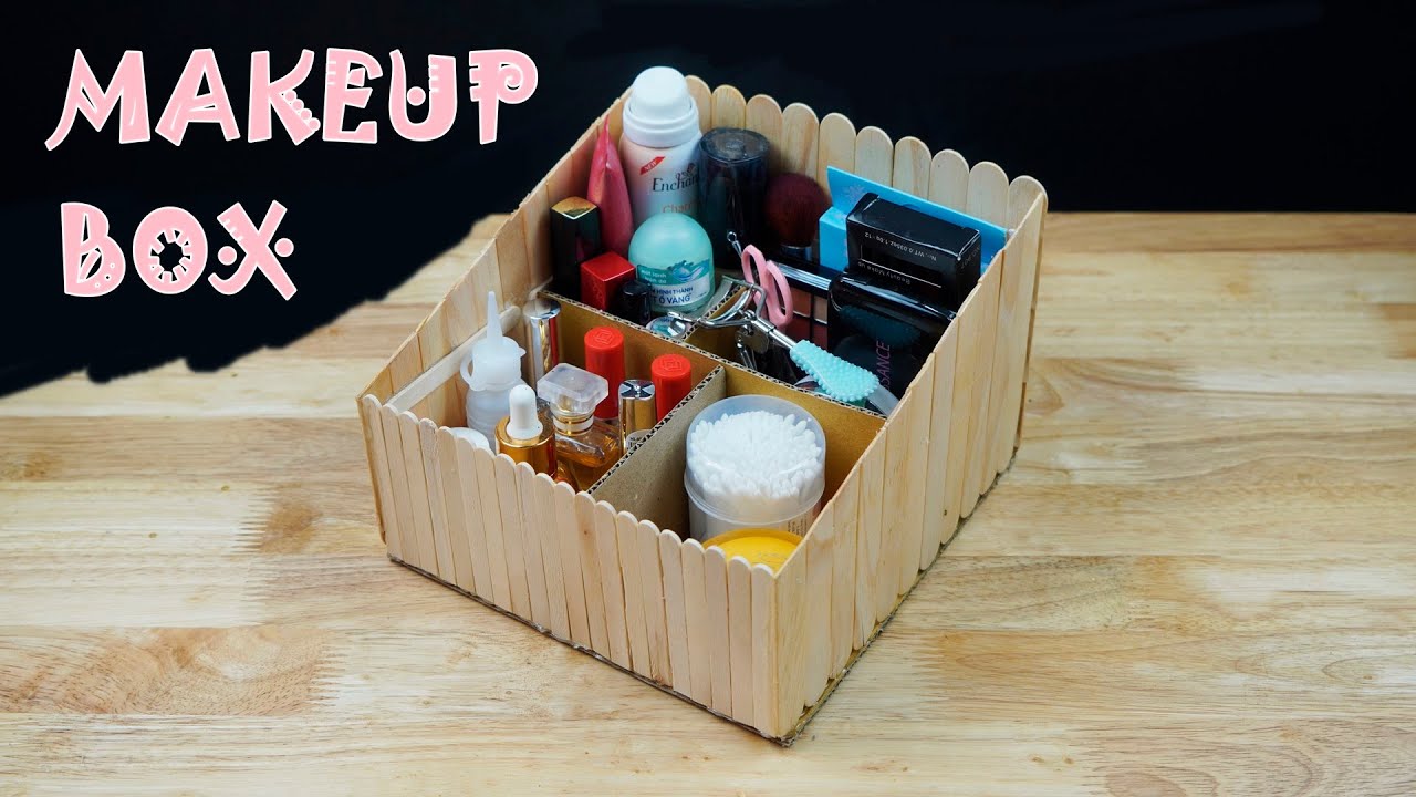 Making a makeup box with ice cream stick - YouTube