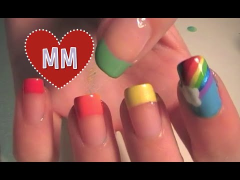 Super Easy Rainbow Nail Tutorial - YouTube