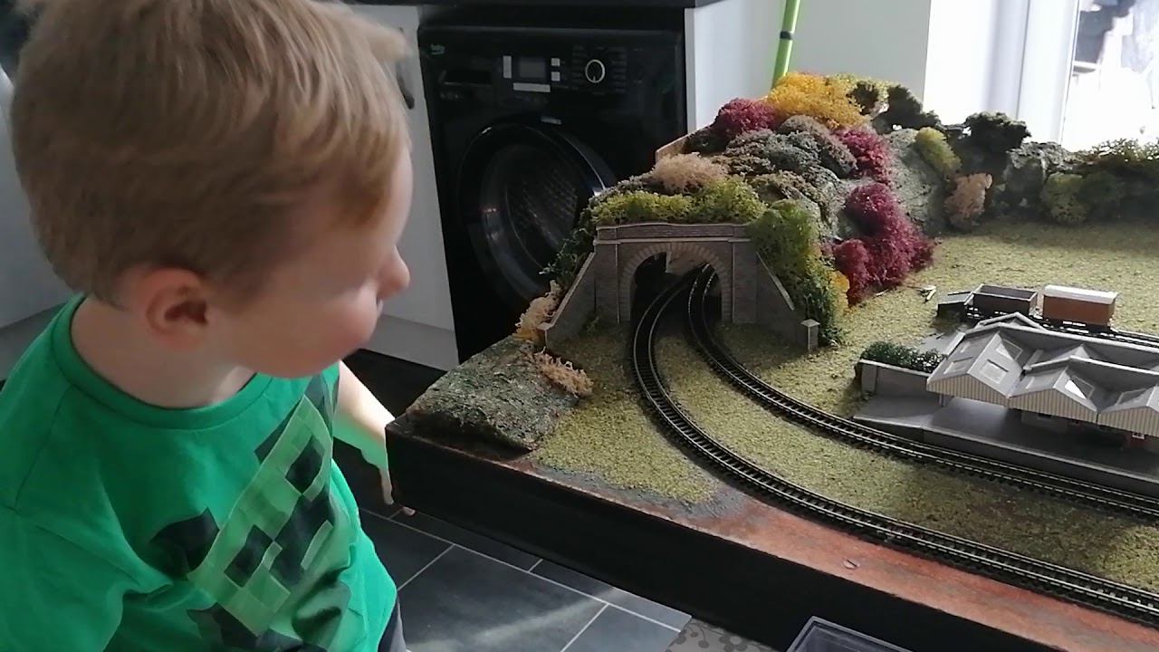 Oscars first model train layout - YouTube