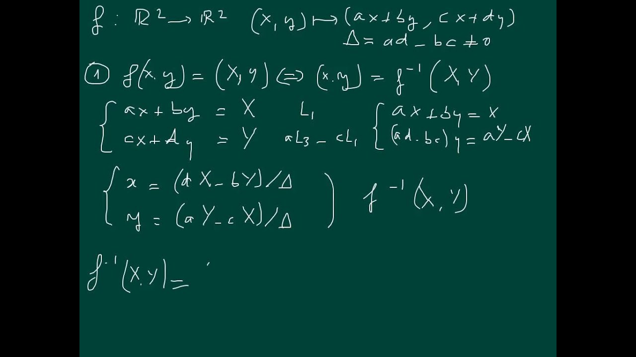 Alg lin : application lineaire inversion - YouTube