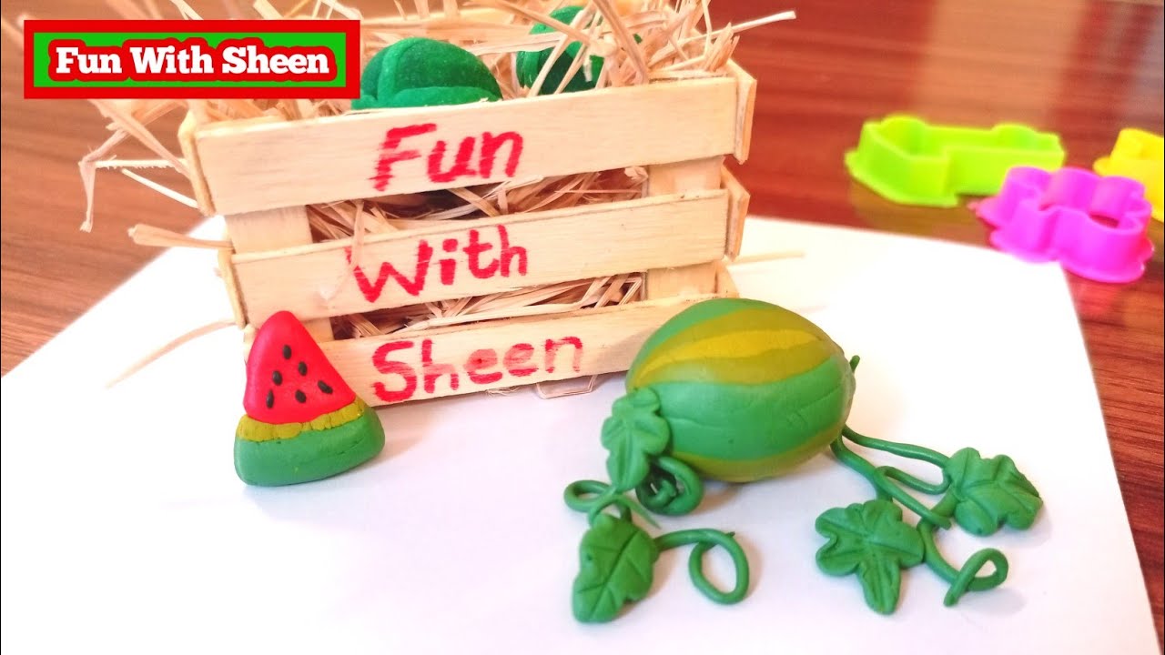 watermelon clay | How to make watermelon with clay | clay Fruit and ...