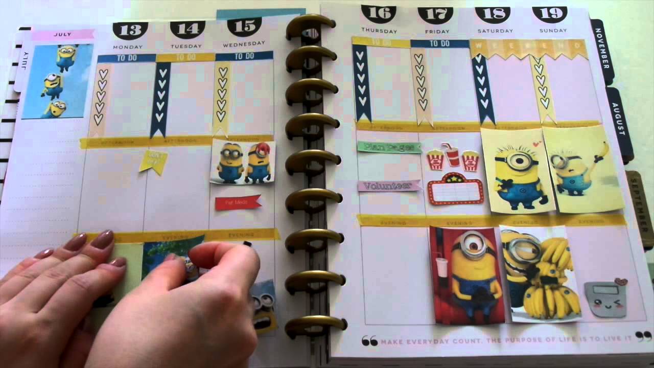 Plan With Me: 7.13-19.15 (MAMBI Happy Planner Minion theme) - YouTube