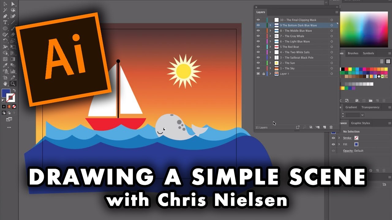 My Tutorial for how to Draw a Simple Sailboat Scene in Adobe ...