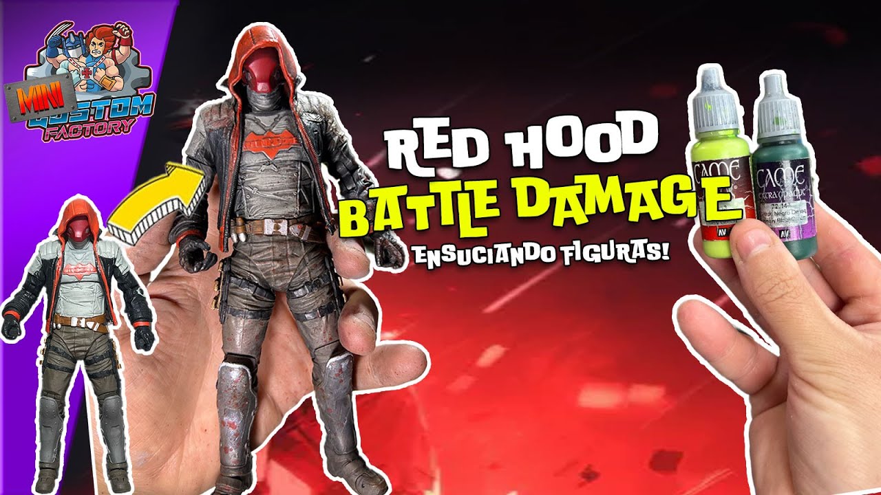 MINI - Red Hood Battle Damage, ensuciando figuras! tutorial, diy - YouTube