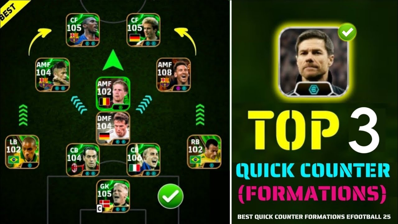 Top 3 Quick Counter Best Formation eFootball 2025 💥🔥 | Best Formation ...
