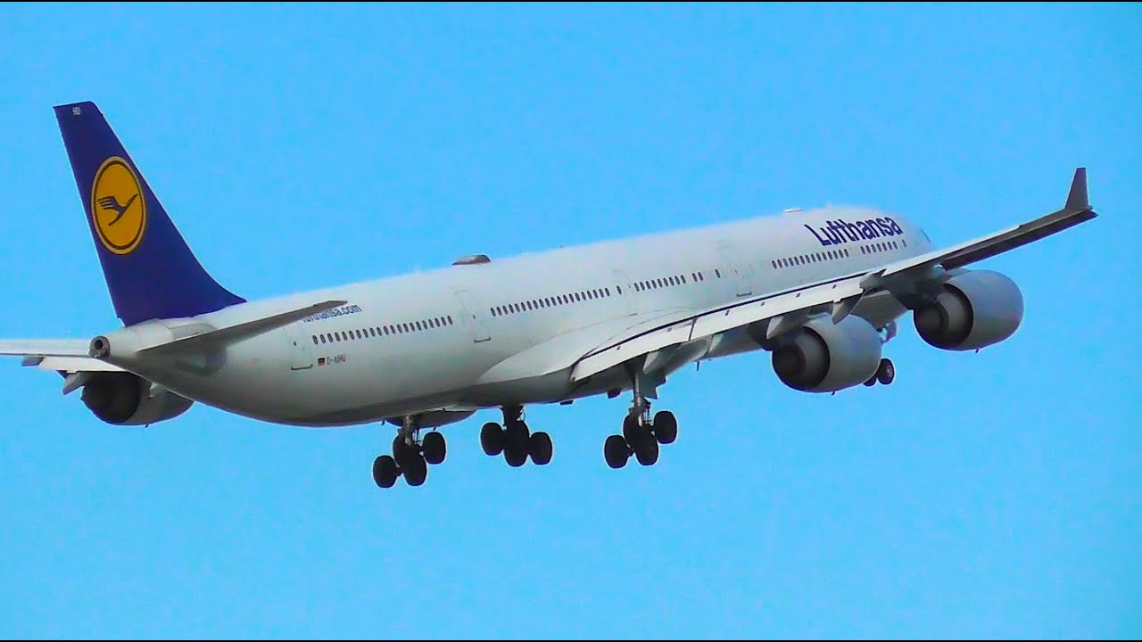 Lufthansa Airbus A340 Windshear Go Around at Miami Int'l Airport - YouTube