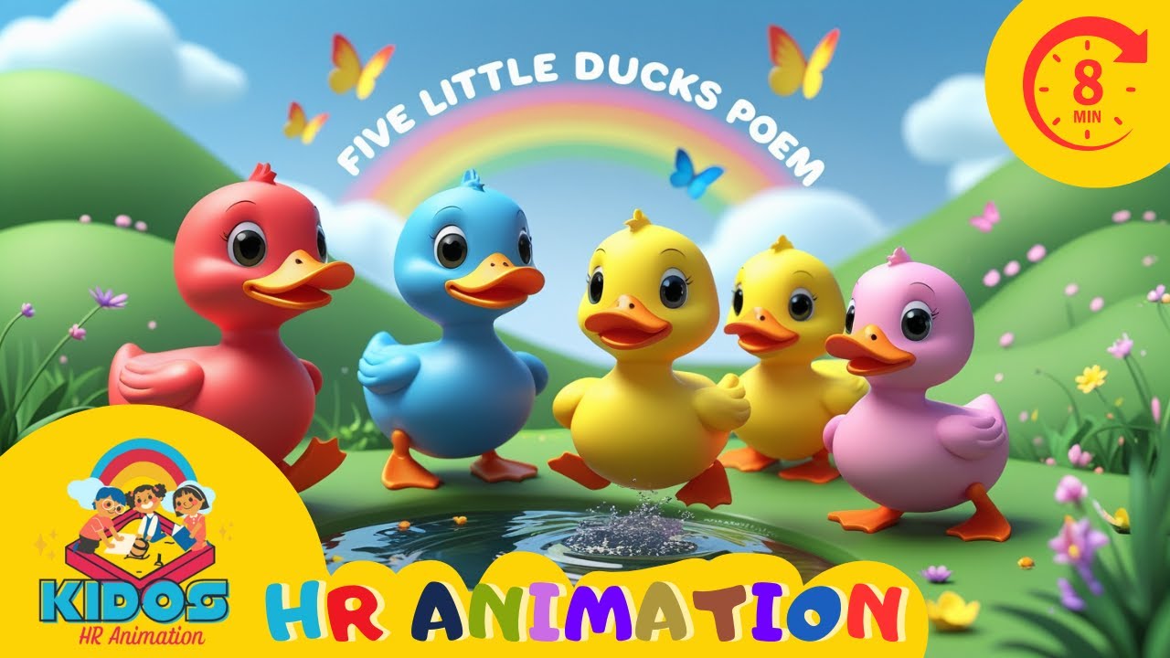 Five Little Ducks | Kids | HR Animation | kids Rhymes | Nursery Rhymes ...