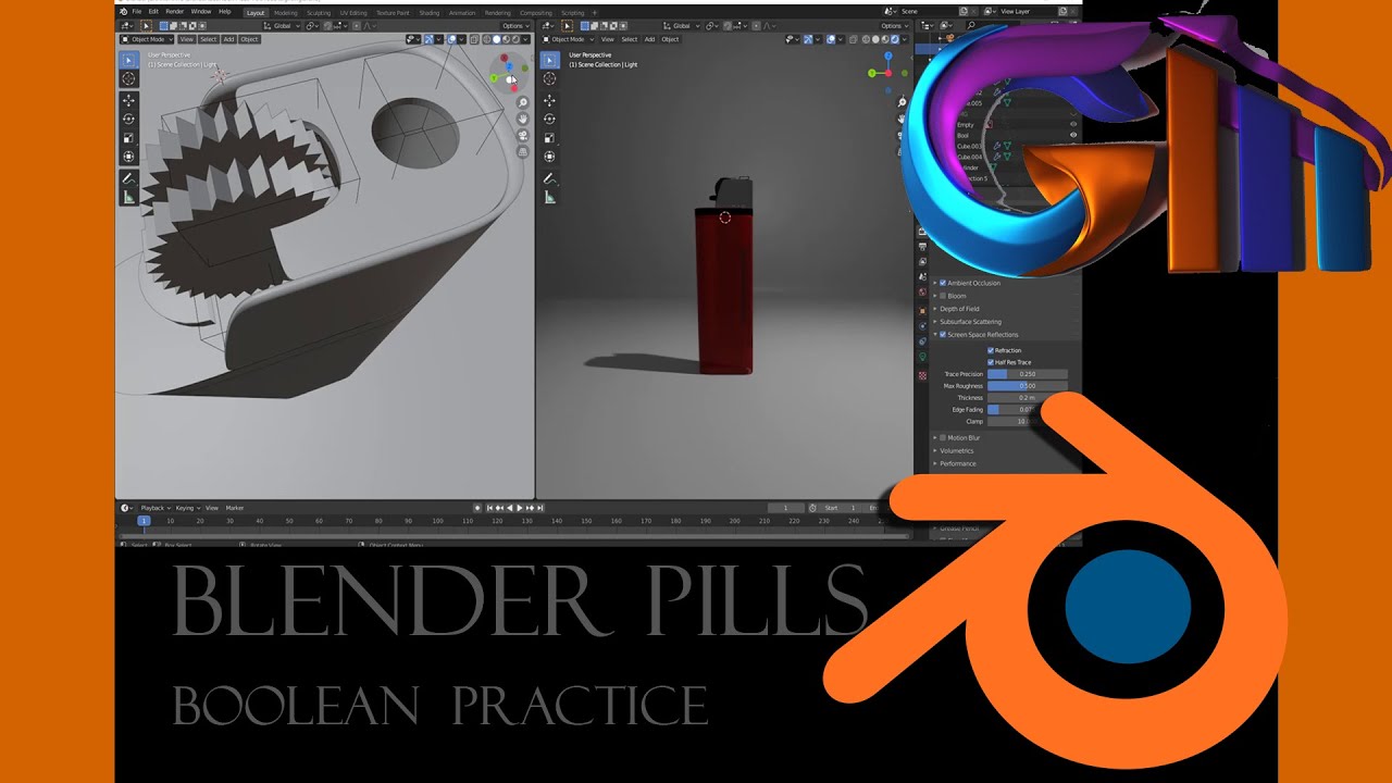 BLENDER: BOOLEAN PRACTICE -LIGHT MY FIRE HOW TO CREATE LIGHTING ...