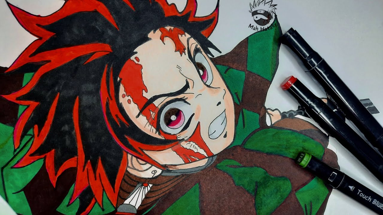 Tanjiro Anime Drawing: How To Draw Tanjiro From Demon Slayer - YouTube