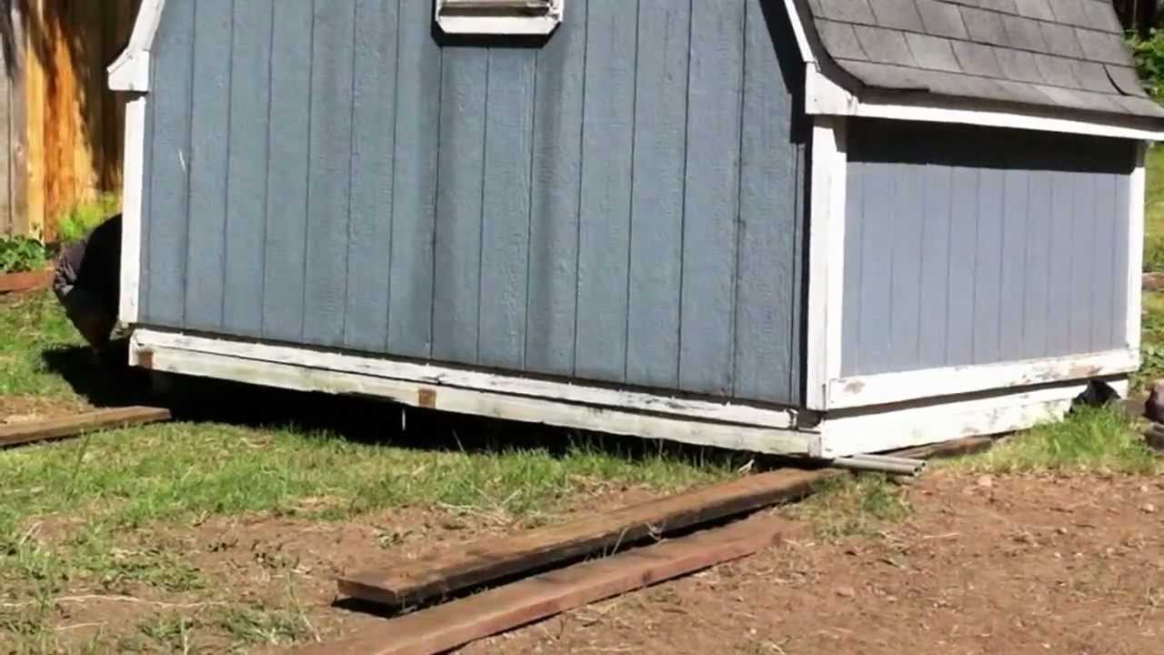 Positioning a shed after rotation on planks - YouTube