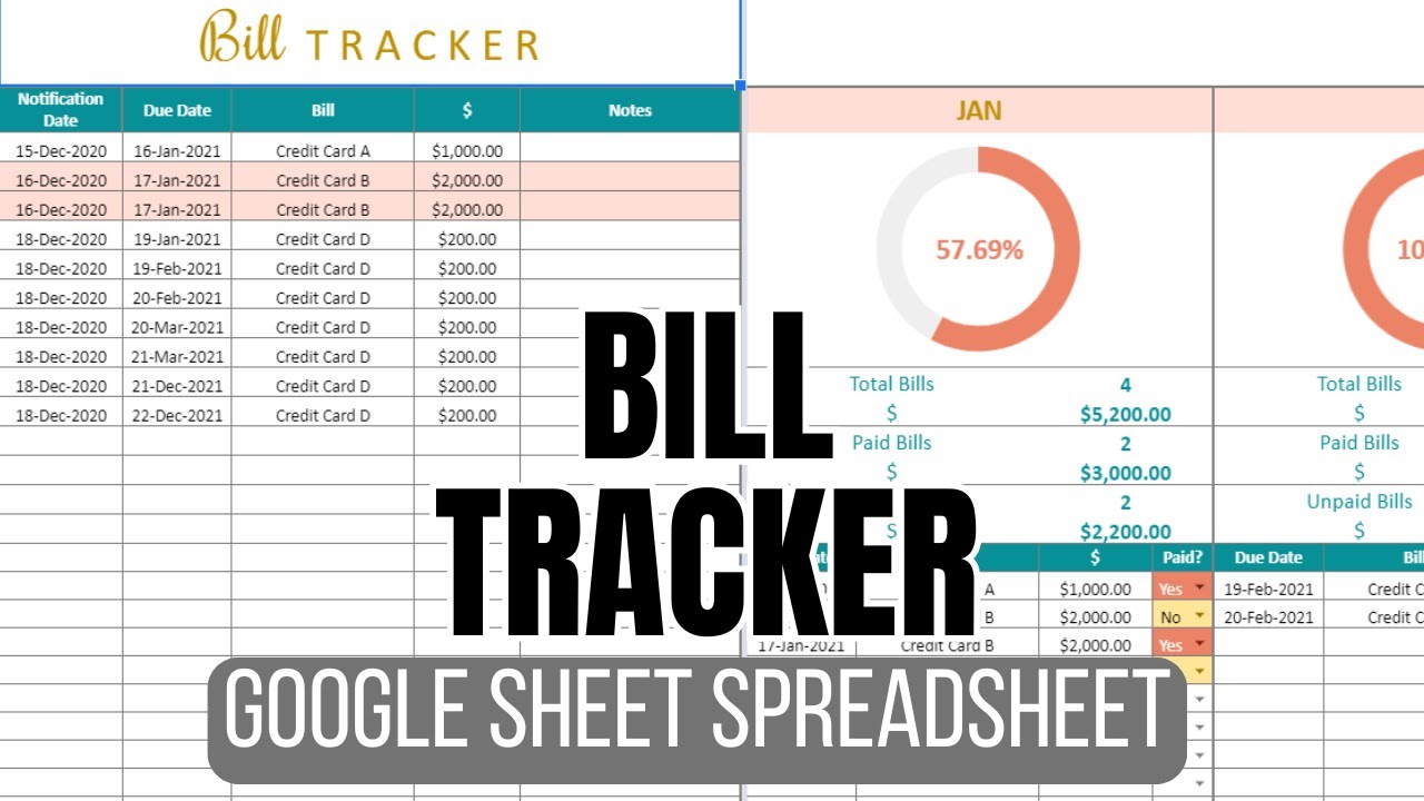 Bill Tracker Spreadsheet (Google Sheets) - YouTube