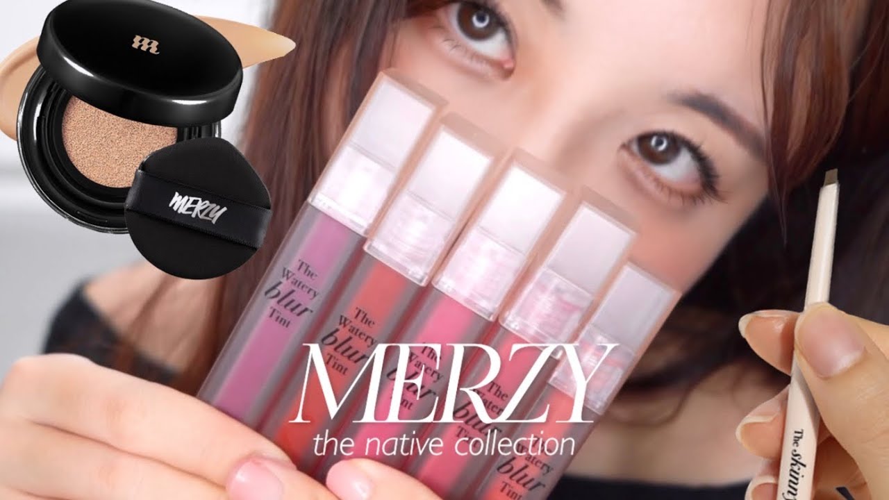MERZY 머지 더 워터리 블러 틴트 5종 발색 리뷰 + 밀착 커버 더 에어리 씬 커버 쿠션 21호 + 슬림 더 스키니 엠보 ...