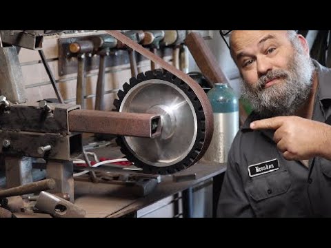 10in contact wheel for blacksmith 2 x 72 belt grinder. - YouTube