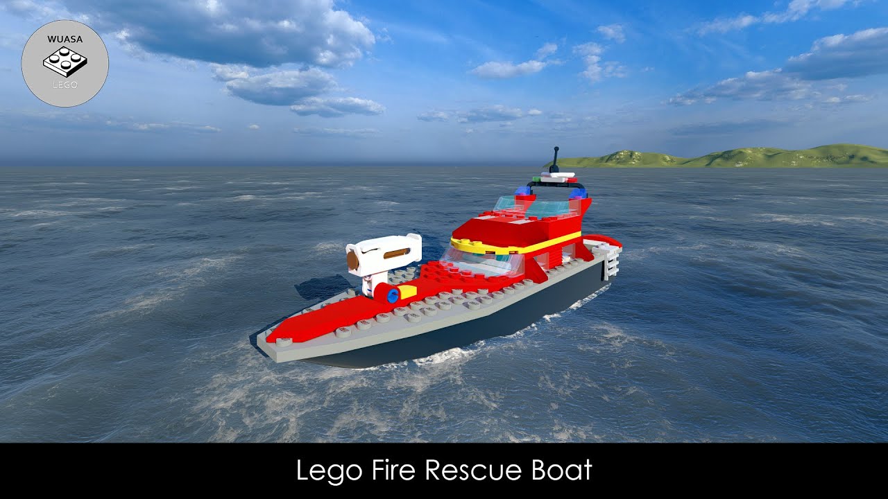 Lego City Fire Rescue Boat 60373 done in Bricklink Studio 2.0 | Speed ...
