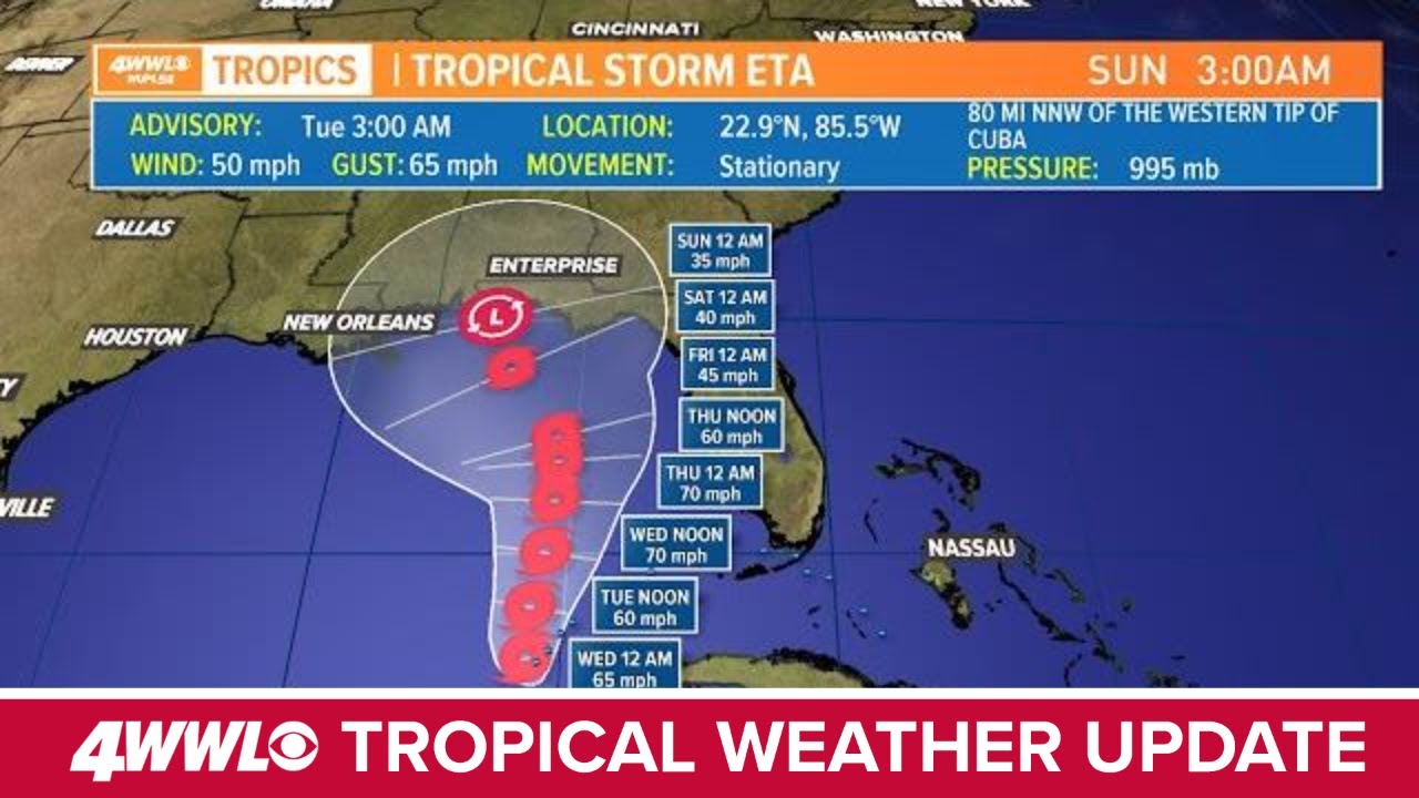 Tuesday AM Tropical Update: Tropical Storm Eta's path shifts west - YouTube