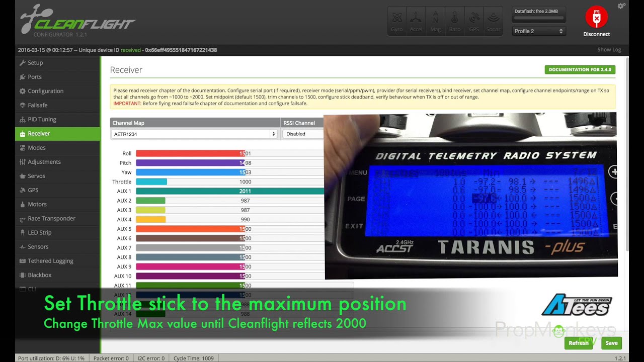 How to use Cleanflight to set your Taranis Endpoints - YouTube