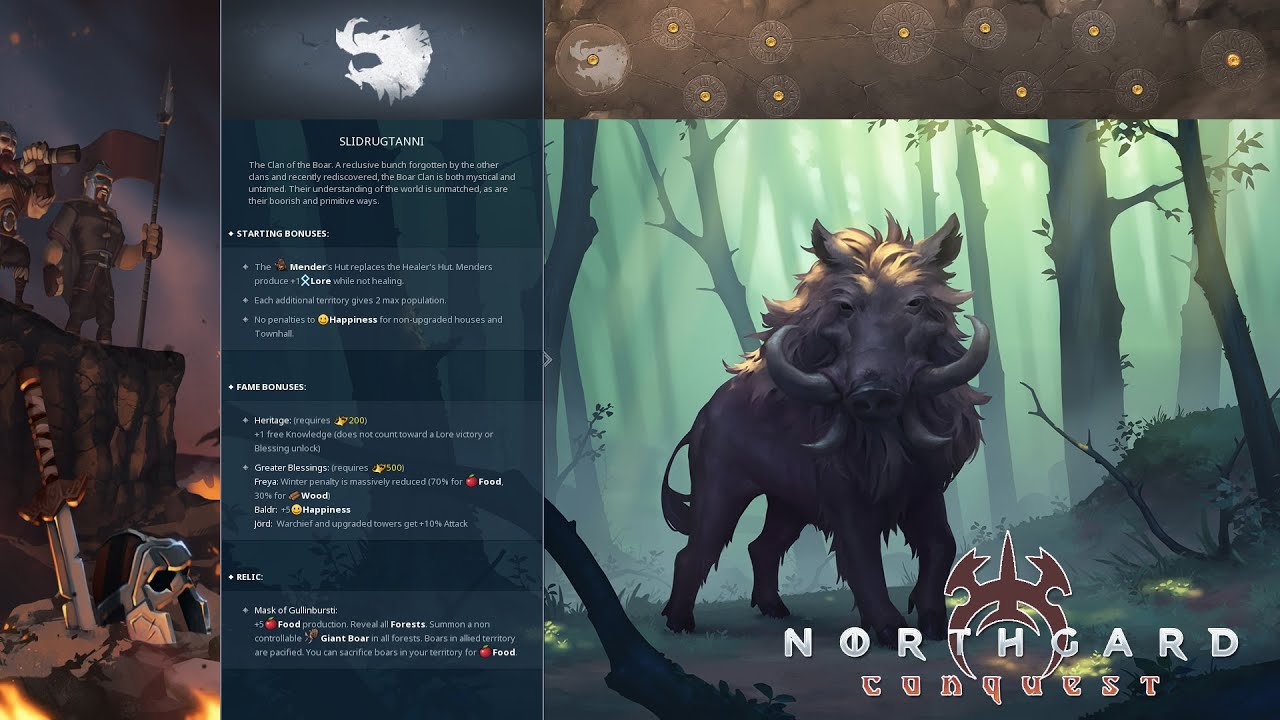 Northgard Conquest Boar Clan All Missions Bonuses and Reward Skin - YouTube