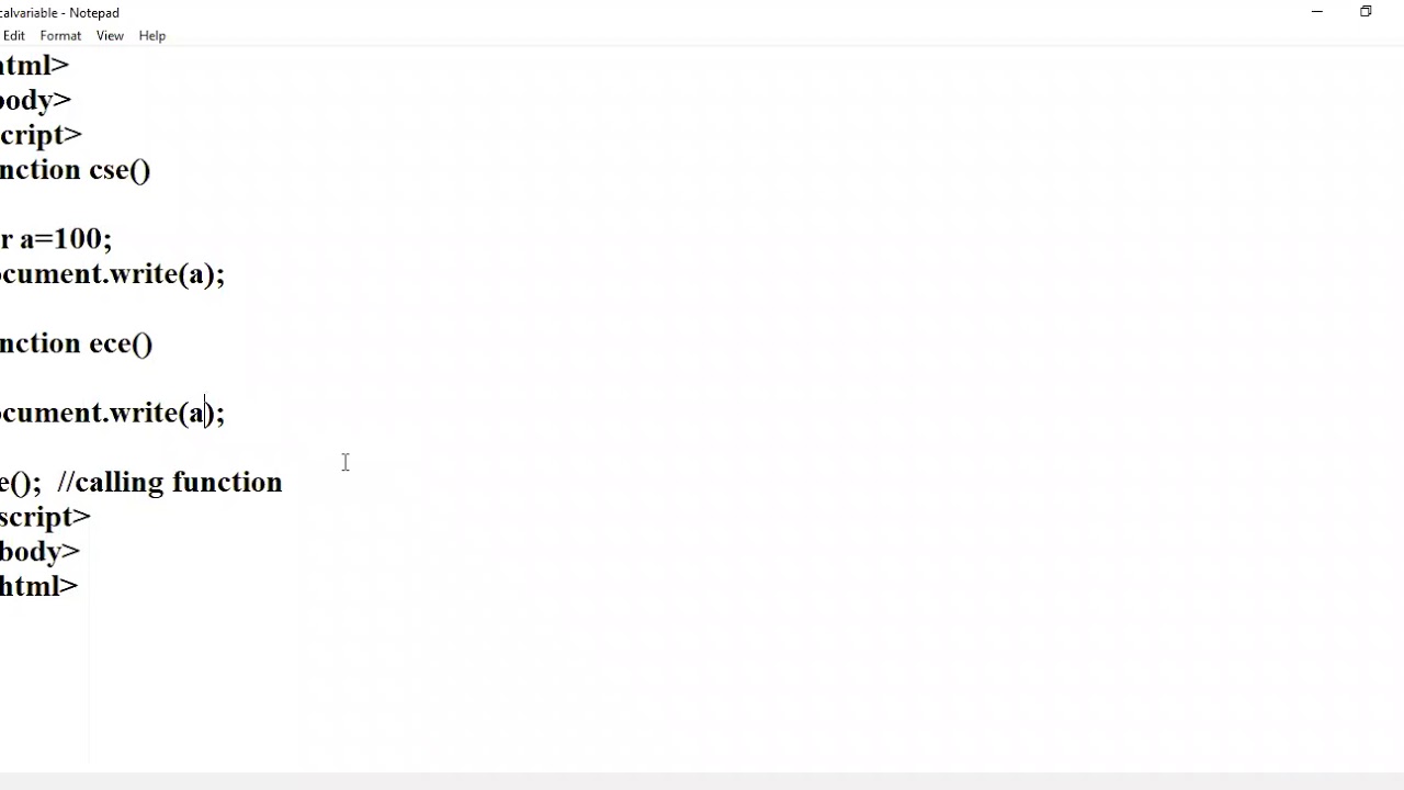 JavaScript local and global variable example programs. - YouTube