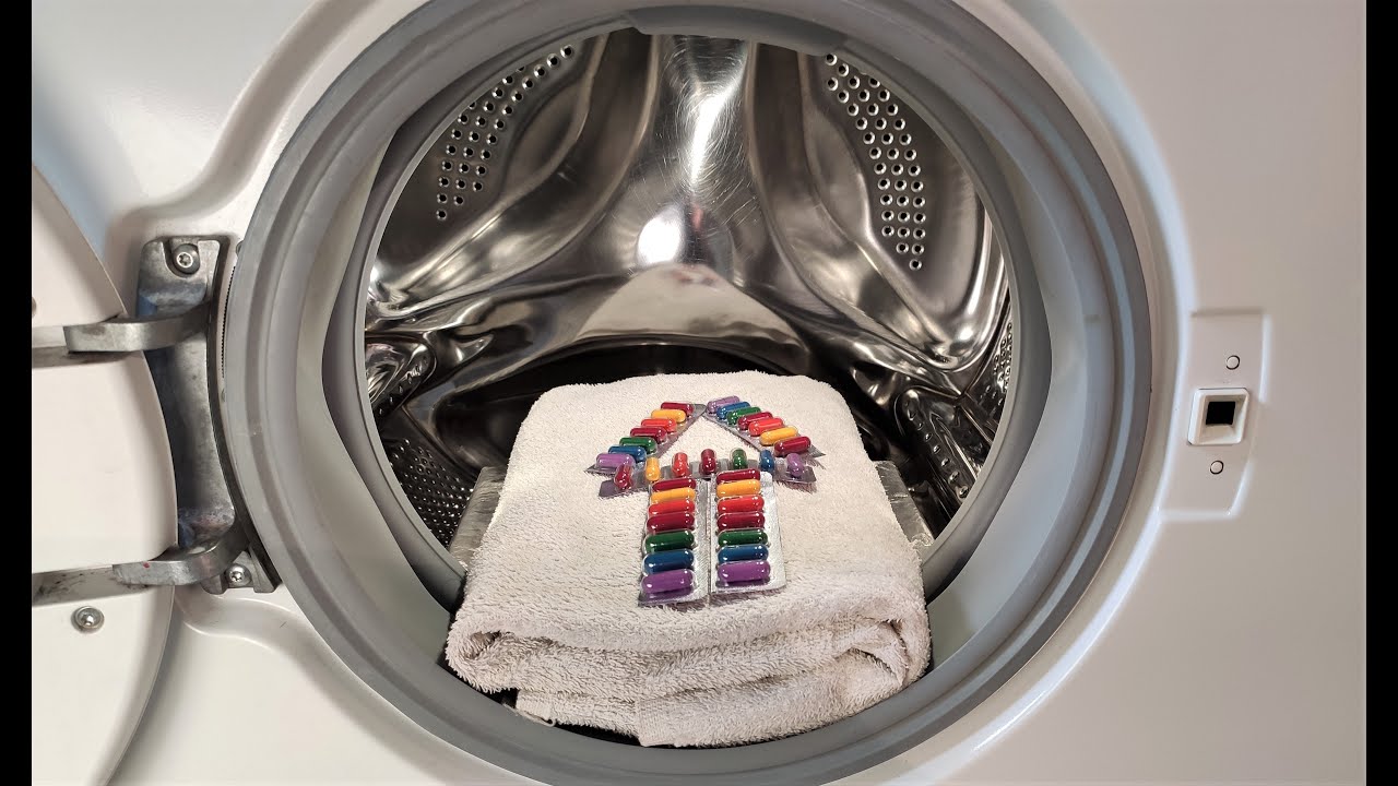 Experiment - White Towel with Easter Colors - in a Washing Machine ...