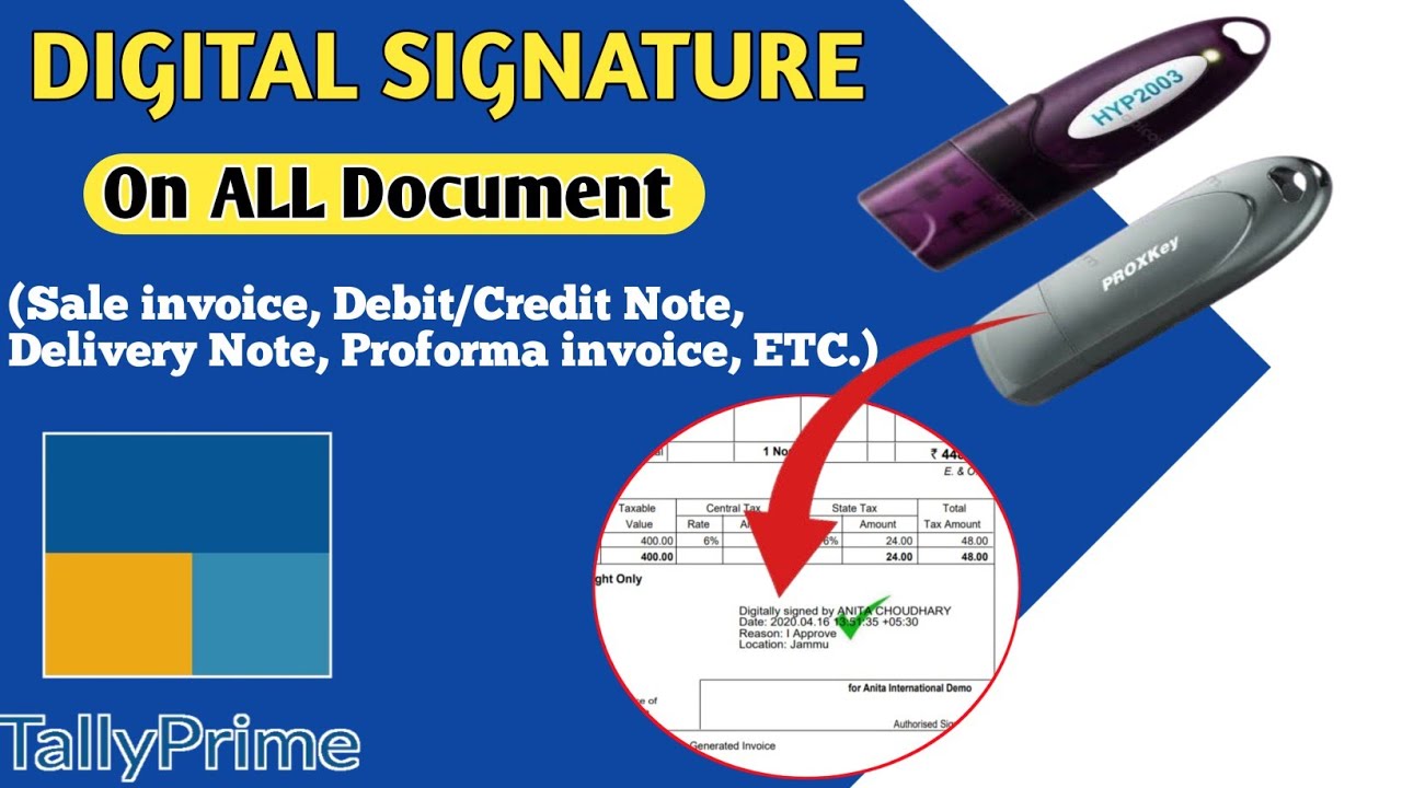 Digital Signature on invoice in Tally Prime l How to digital Signature ...