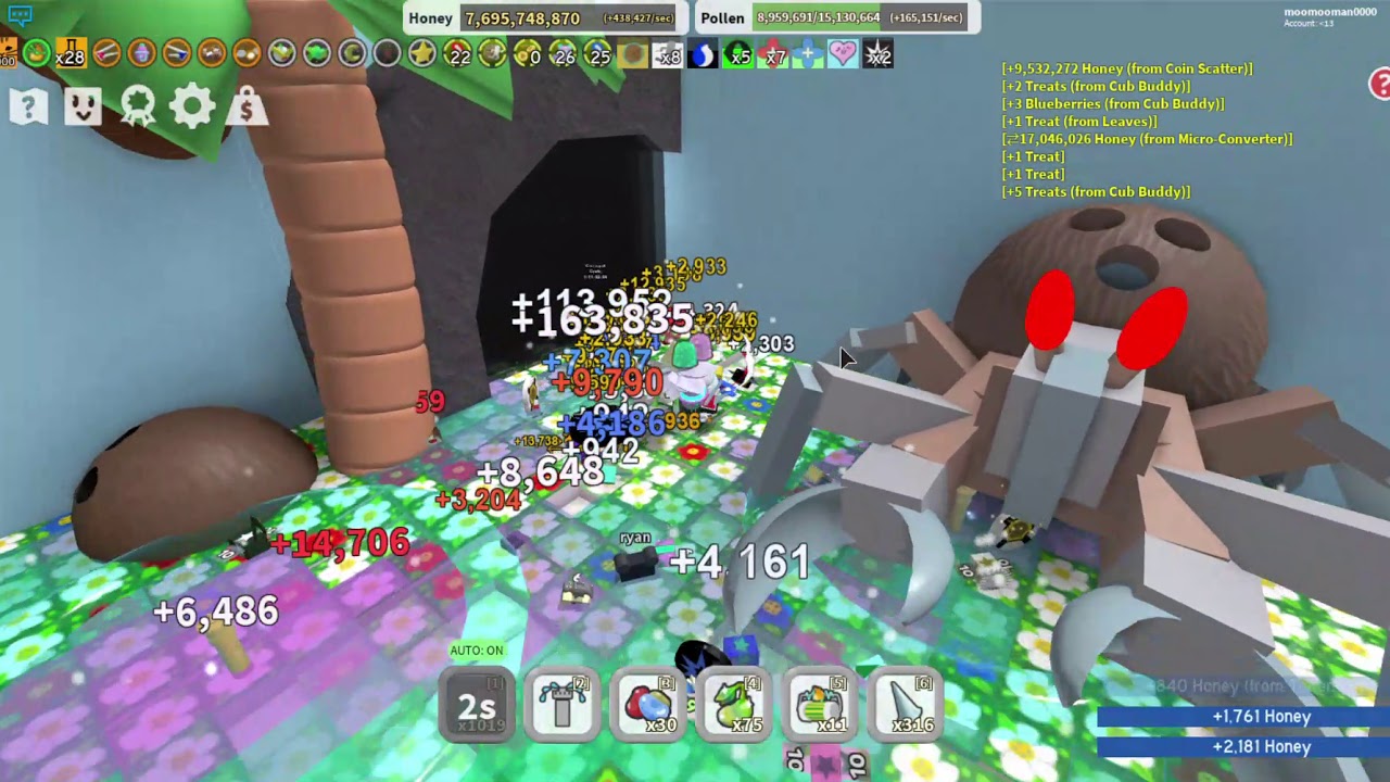Grinding In The Coconut field in Bee Swarm Sim. MOST HONEY MADE IN 10 ...