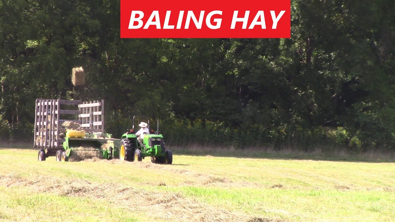 Baling Hay - One Man Show - John Deere 5055d, 348 Baler, 42 Kicker ...