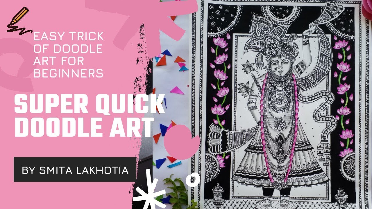 Doodle Art for Beginners| Painting Of Shree Nath ji| Krishna Doodle Art ...