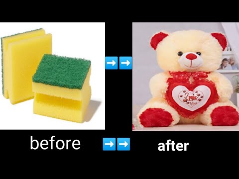 beautiful sponge teddy bear || teddy bear craft || Hina art teddy bear ...