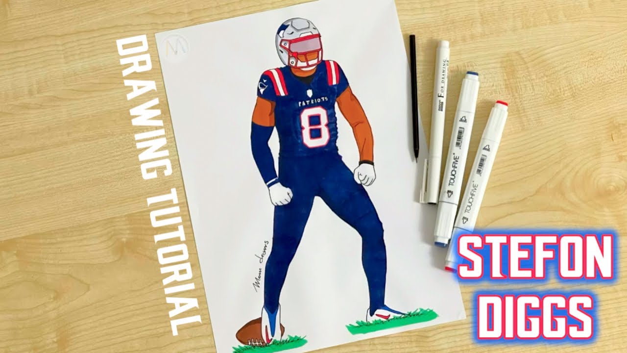 How to draw Stefon Diggs / How to draw New England Patriots NFL players ...