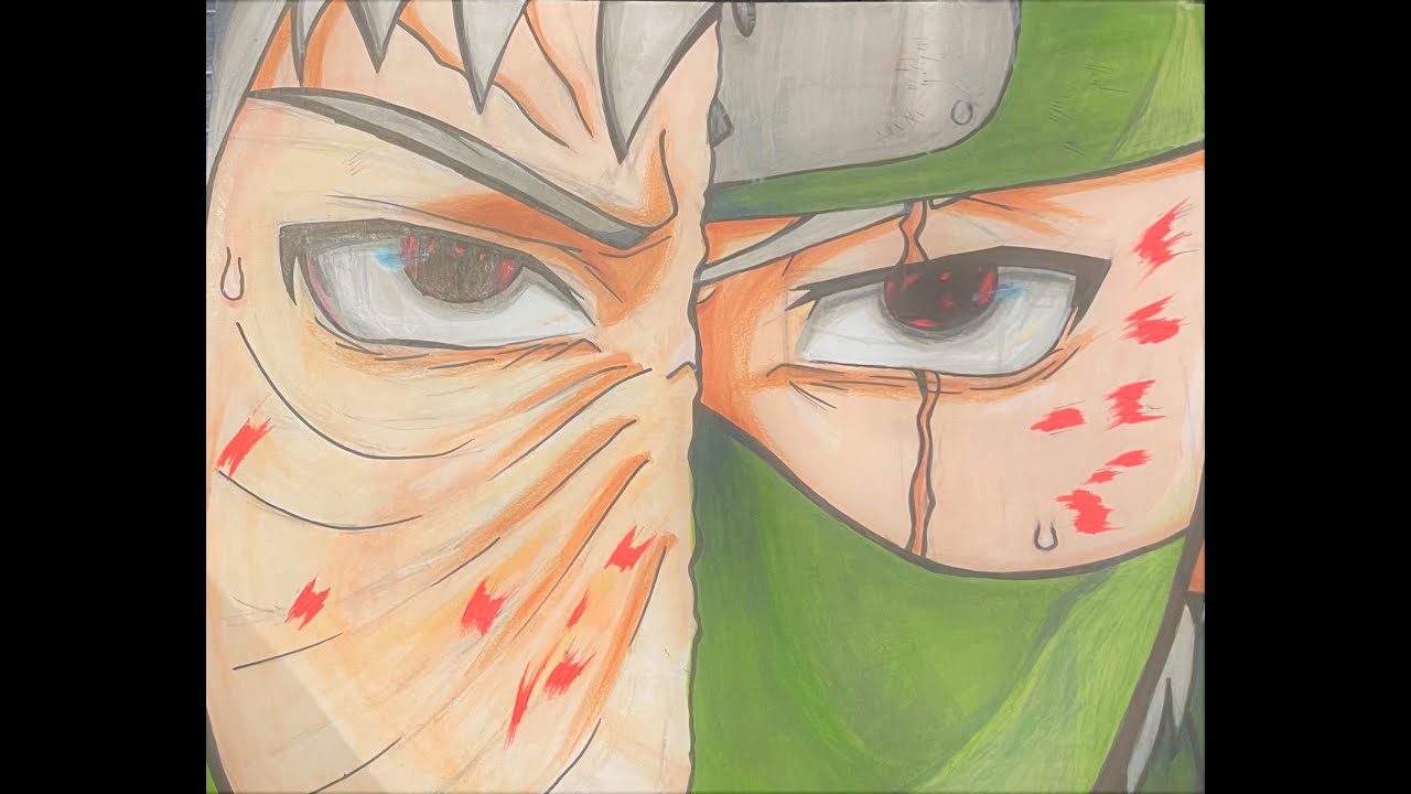 Drawing Kakashi and Obito Split Drawing - YouTube