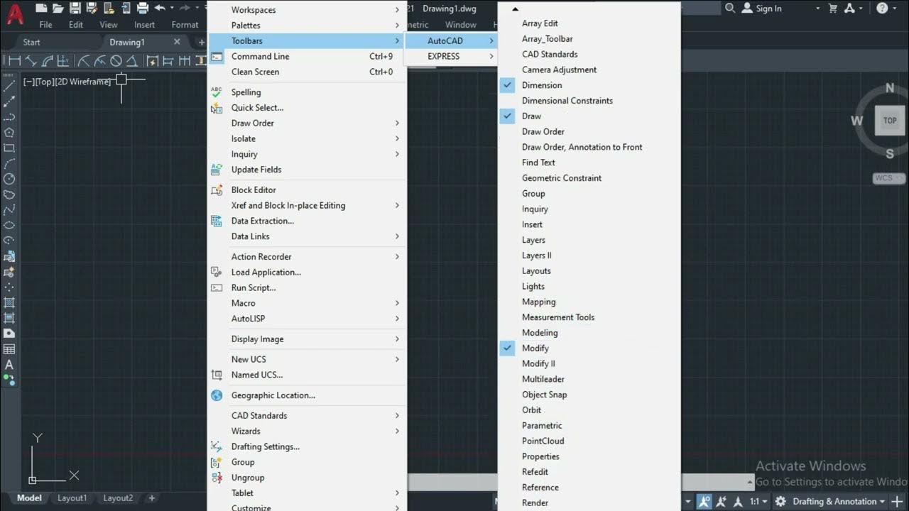 SETTING AUTOCAD CLASSIC WORKSPACE | AUTOCAD 2021 | TUTORIAL | - YouTube
