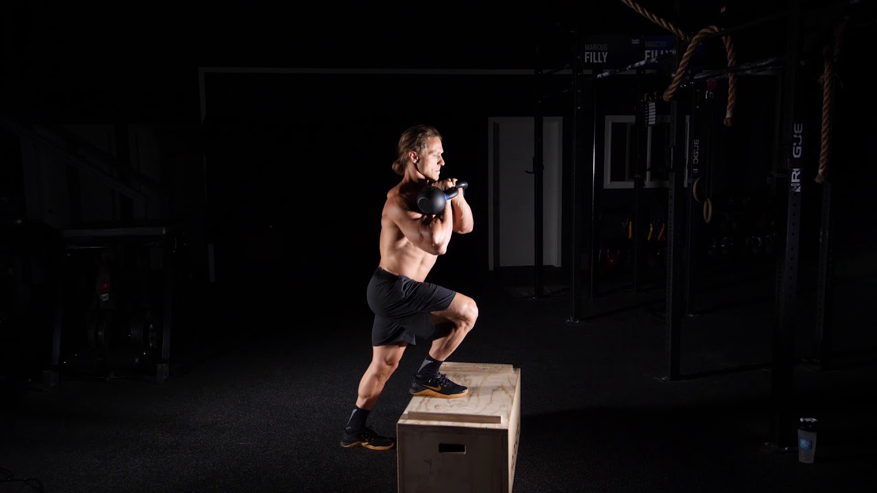 Kettlebell Front Rack Reactive Box Step Downs - YouTube