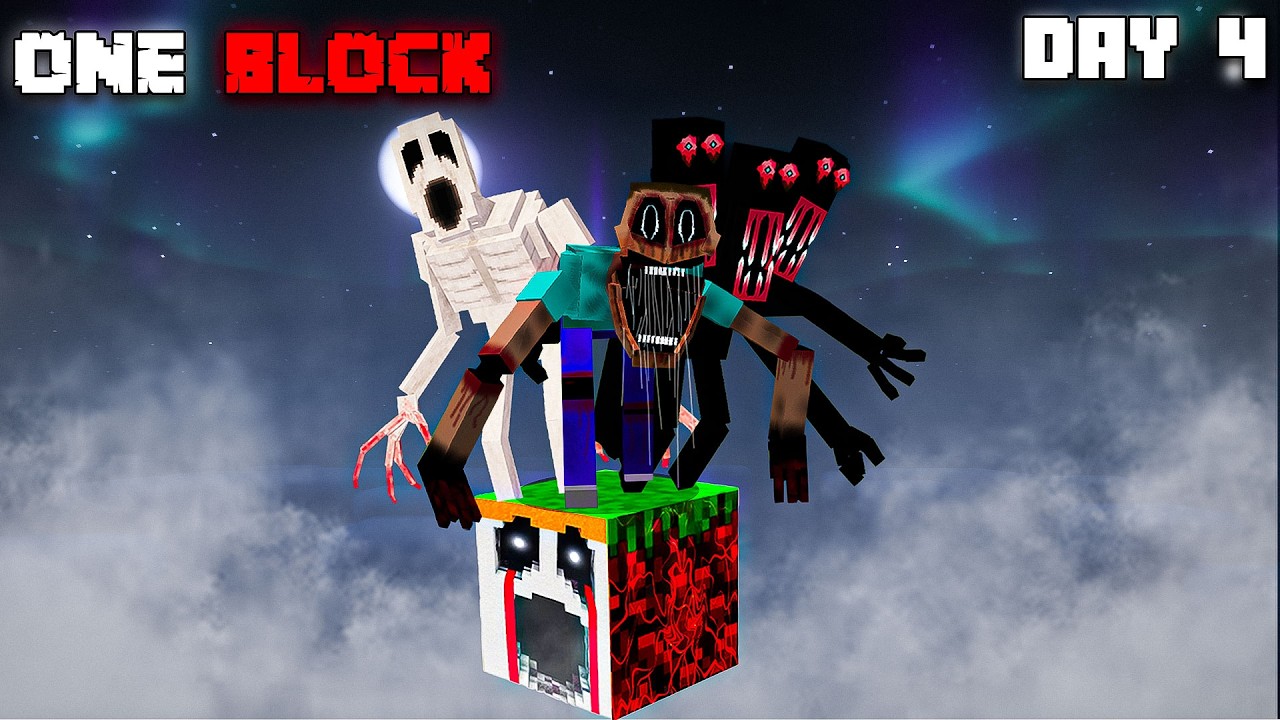 I Survived TERRIFYING CREATURES on ONE BLOCK Minecraft – Day 4 (INSANE ...