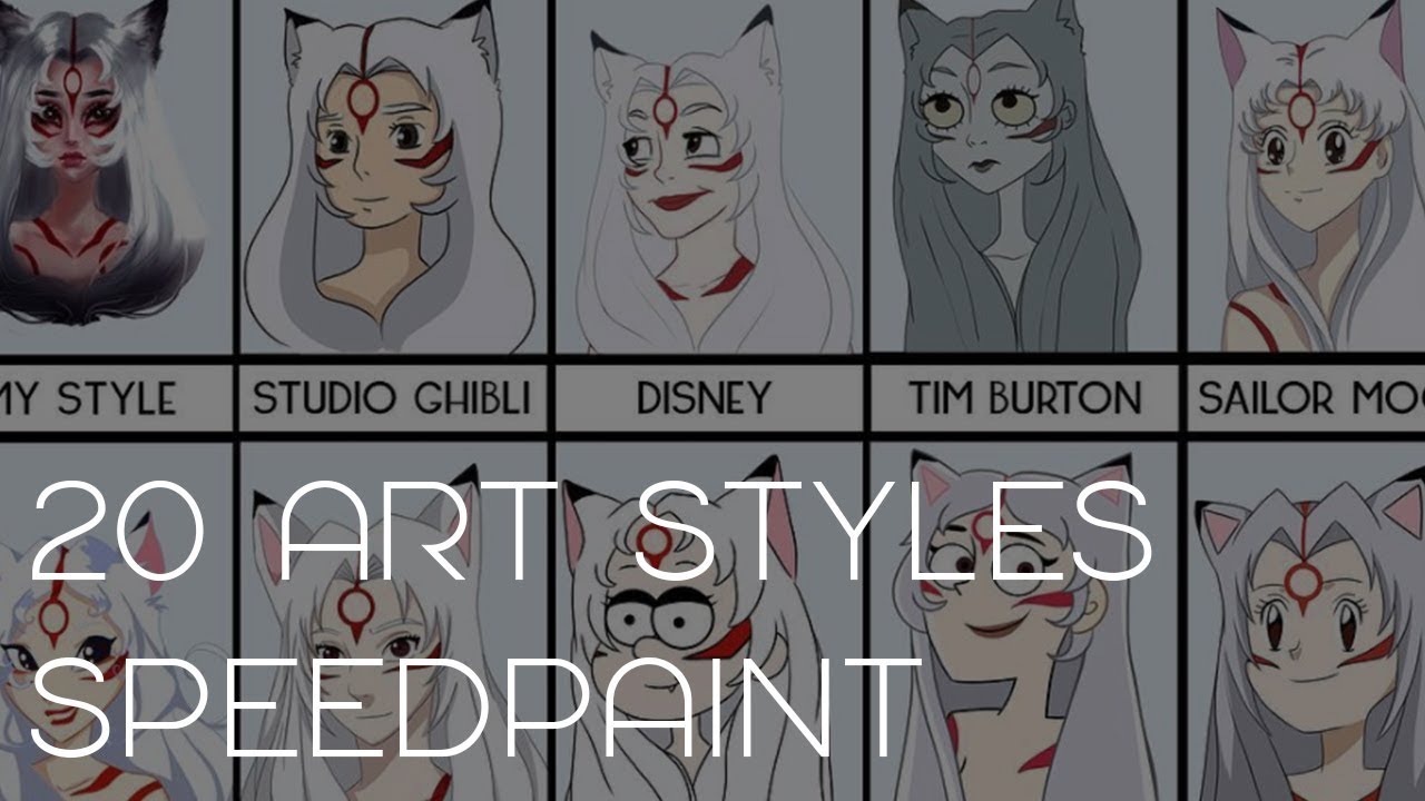 20 Art Styles Challenge Speedpaint - YouTube