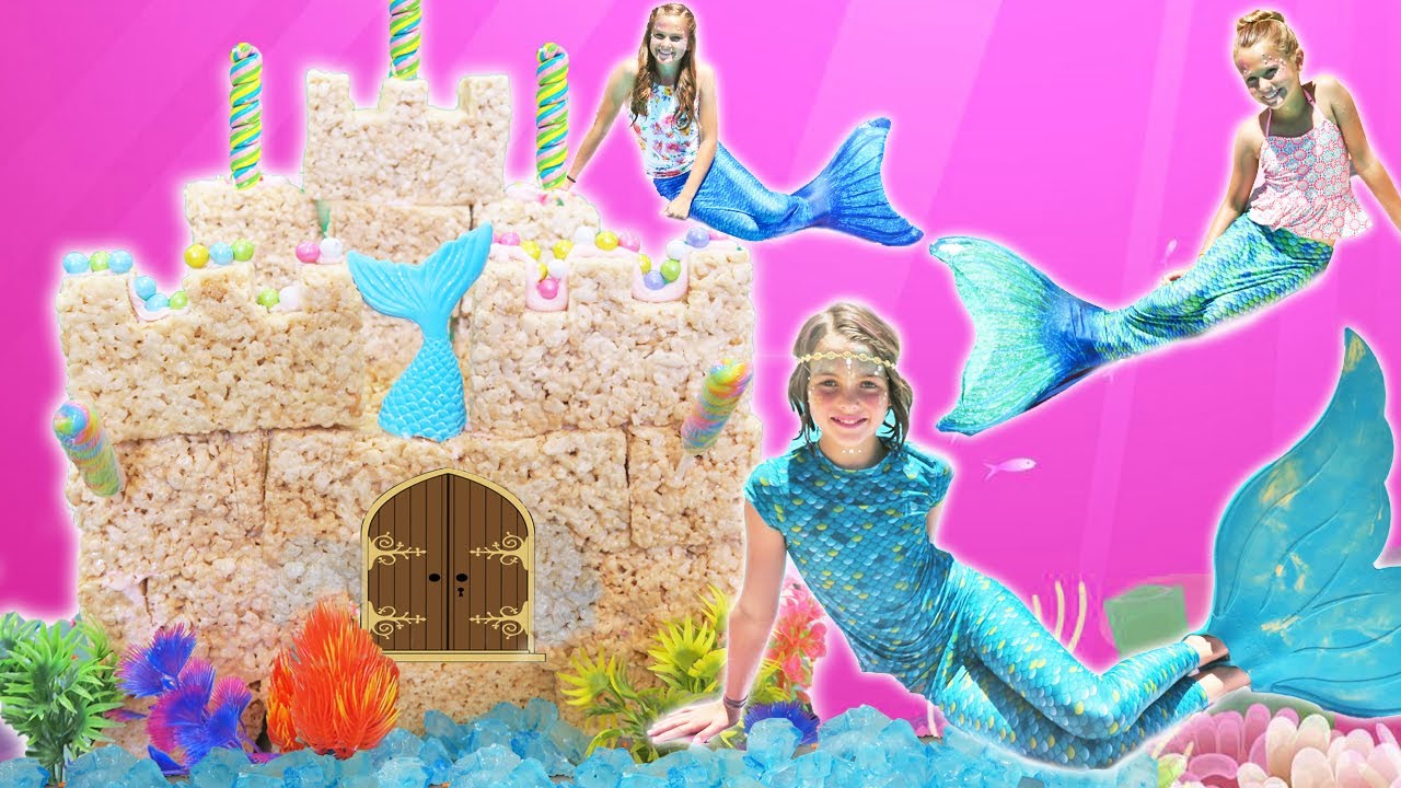 Real Mermaid Swimming Pool Party | Chef Ava How to Make Rice Krispy ...