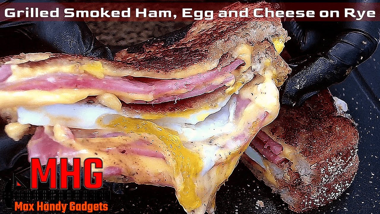 Delicious Grilled Smoked Ham, Egg and Cheese on Rye Sandwich - YouTube