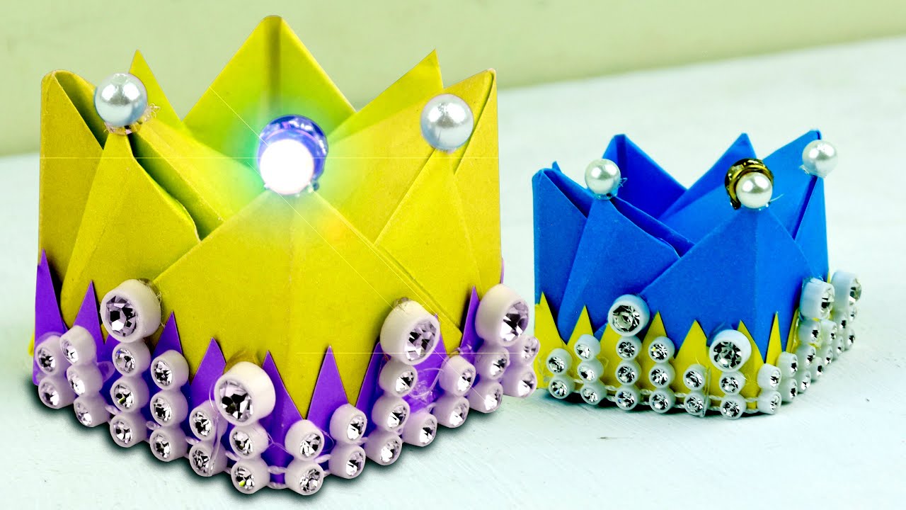 Mukut making with paper Crown craft ideas / কাগজের তৈরি জিনিস বানানো ...