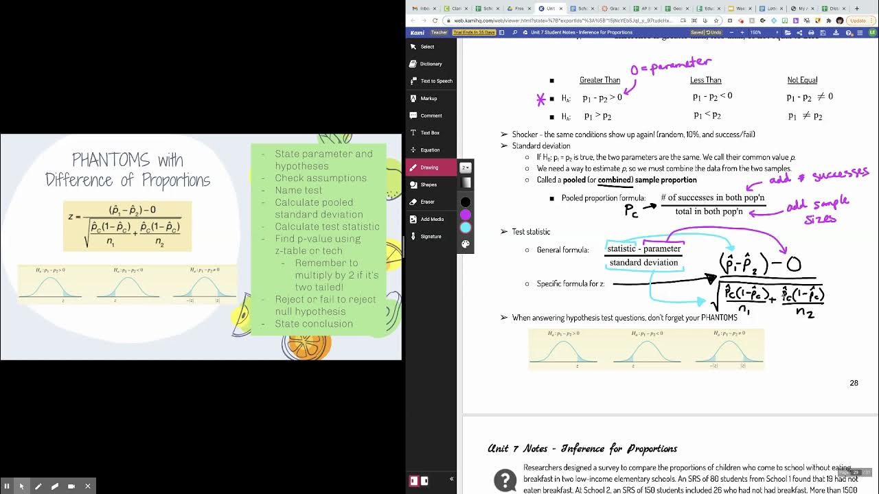 AP Statistics - Hypothesis Tests for Difference of Proportions - YouTube